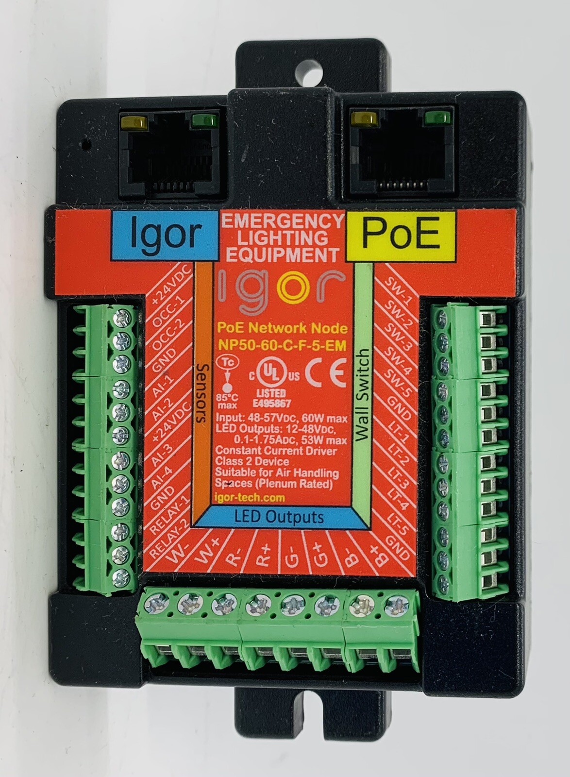 IGOR Emergency Lighting Network Device Ethernet Power POE Node NP50-60 ...