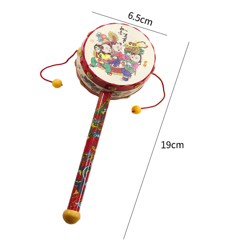 Chinese Traditional Baby Hand Rattle Cartoon Spin Toy Rattle Drum Gift ...
