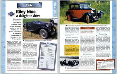 Riley Nine - 1930/1940 A Century Of Cars - Hachette Page | eBay UK