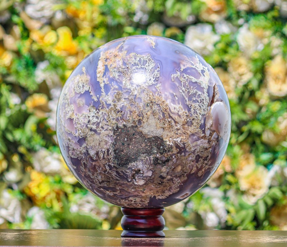 215MM Blue Lace Agate Sphere Energy Chakra Balance Healing Gemstone ...