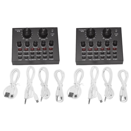2X V8 Sound Card Audio Set Interface External USB Live Microphone ...