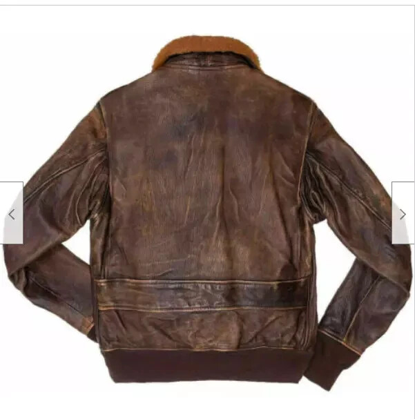Aviator Navy G-1 Flight Real Leather Distressed Brown Bomber Jacket For ...