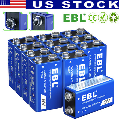 9V 9-Volt Alkaline Battery Batteries 6LR61 E-Block 6AM6 EN22 Long ...