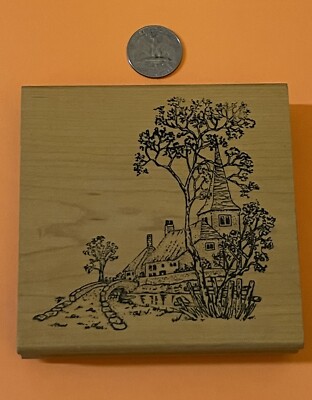 Vintage Village Cottage With Path Scene Rubber Stamp - Ann-ticipations ...
