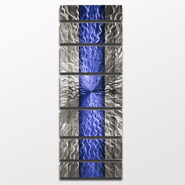 Large Blue Metal Wall Art Panels Modern Contemporary Abstract Sculpture ...