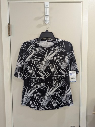 NWT Reel Legends Petite Small SS Activewear "Palmera" Print Top | eBay