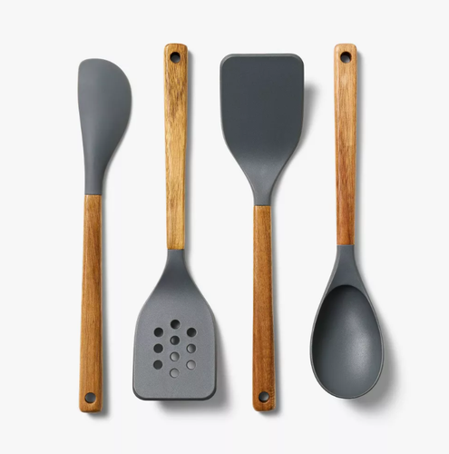 4pc Wood/Nylon Kitchen Utensil Set Gray - Figmint: Cooking Tools ...