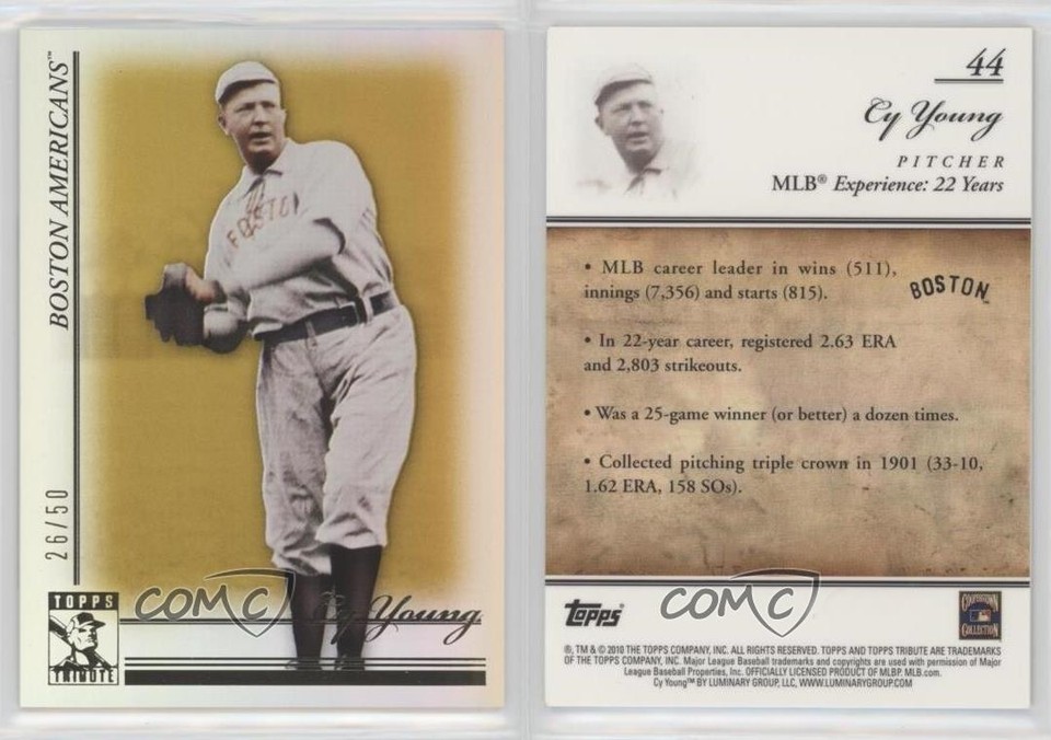 2010 Topps Tribute Gold 26/50 Cy Young #44 HOF 9v7 | eBay