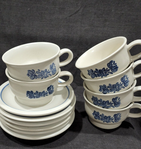 Pfaltzgraff Yorktowne Cups Saucers Coffee Mug Tea Stoneware Set of 6 | eBay
