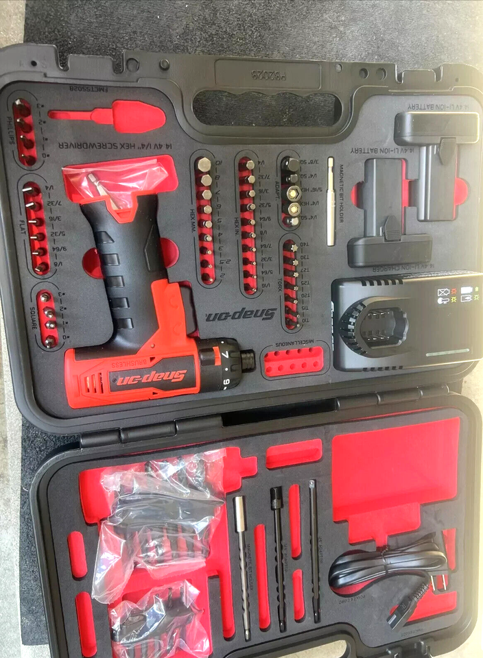 Snap-on 60-pc 14.4V 1/4" Hex Cordless Screwdriver Kit CTS861 ...