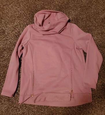 Xersion Fleece Sweatshirt Women’s Medium Pink Funnel Neck Cowell Neck ...