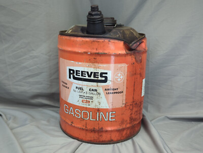 Vintage REEVES L5-F 5 Gallon Gasoline Fuel Can Dover Ohio Steel Sign | eBay