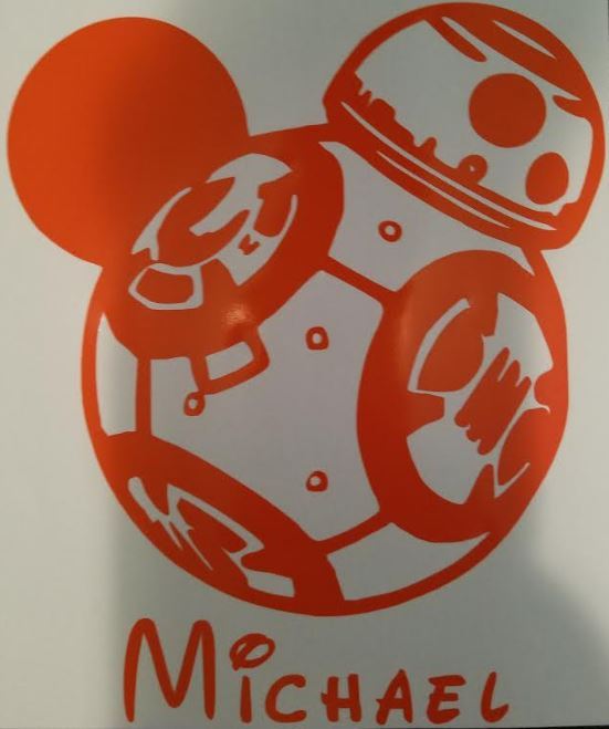 Disney Personalized Mickey BB8 star wars Vinyl Window car Decal/Sticker ...
