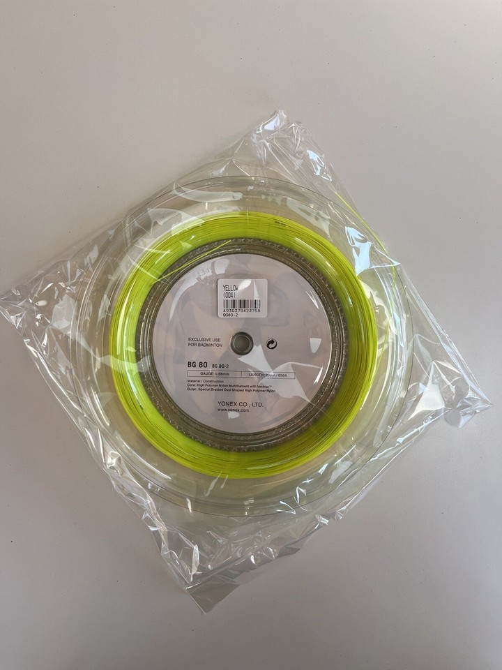 Yonex BG80 Badminton String. 656ft / 200m Reel. 068mm. Yellow. Brand ...