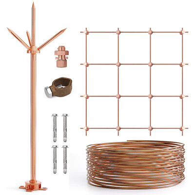 Lightning Rod,Copper Lightning Rod Protection System With 60 Feet Down ...
