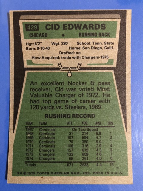 1975 Topps - #429 Cid Edwards for sale online | eBay