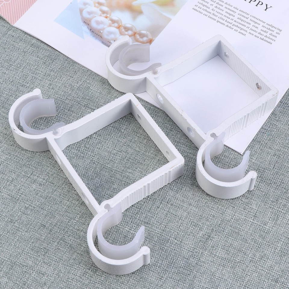 2 PCS Curtain Rod Holder Ceiling Pole Brackets Double Hook Heavy Duty ...