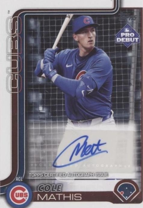 2025 Topps Pro Debut - Cole Mathis #PD-43 Autographs (AU, RC) for sale ...