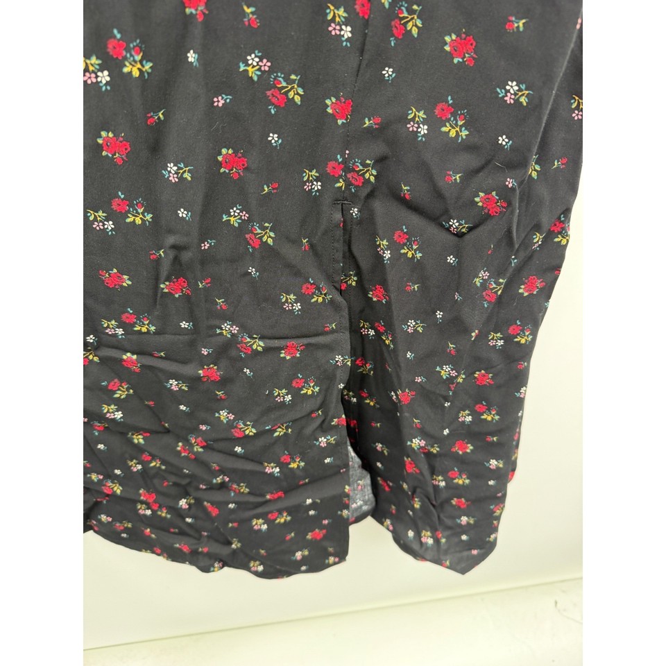 GAP Floral Puff Sleeve Midi Dress Women's Medium Black Red Cottagecore ...