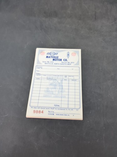 Chevrolet Dealership Order Form Receipt North Dakota Vintage X 5 | eBay