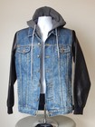 NWT KINETIX Men’s Casual Mixed Media Crescent Hooded Jean Jacket Size S ...