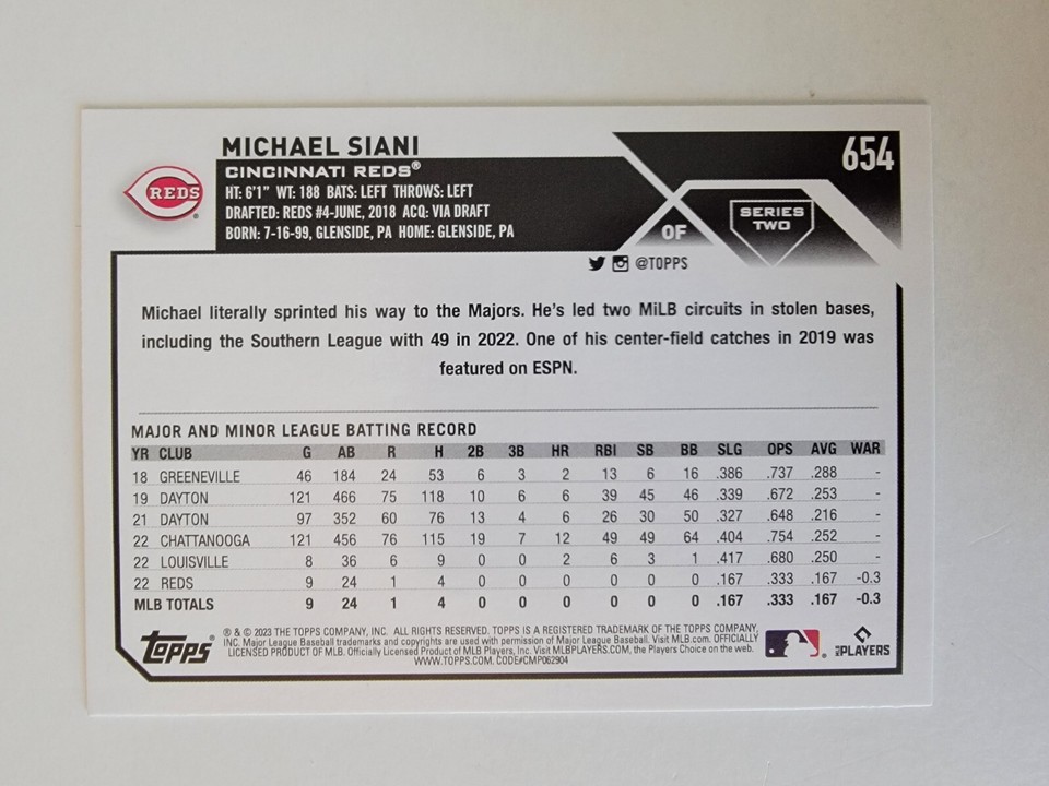 2023 Topps Series Two Michael Siani #654 (RC) | eBay