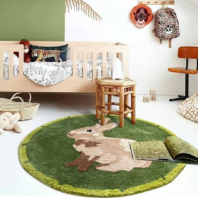 Cute Cartoon Panda Round Carpets Plush Fluffy Area Rug Thicken Floor ...