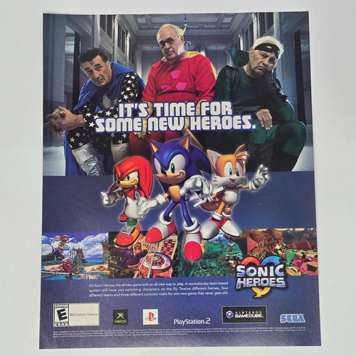 Sonic Heroes Xbox PS2 GameCube Sega Time LARGE Print Ad/Poster Promo ...