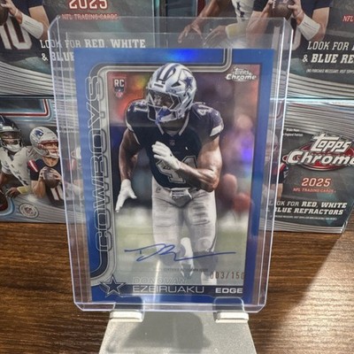 Topps Chrome Football Rookie Autograph Donovan Ezeiruaku RA-DE Blue ...
