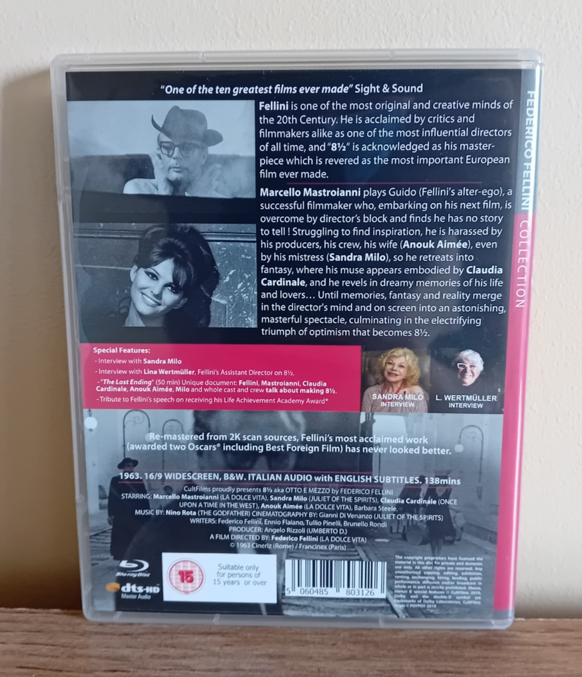 8 1/2 Blu-ray (Federico Fellini, Cult Films, 1963 Italian Movie) Mint ...