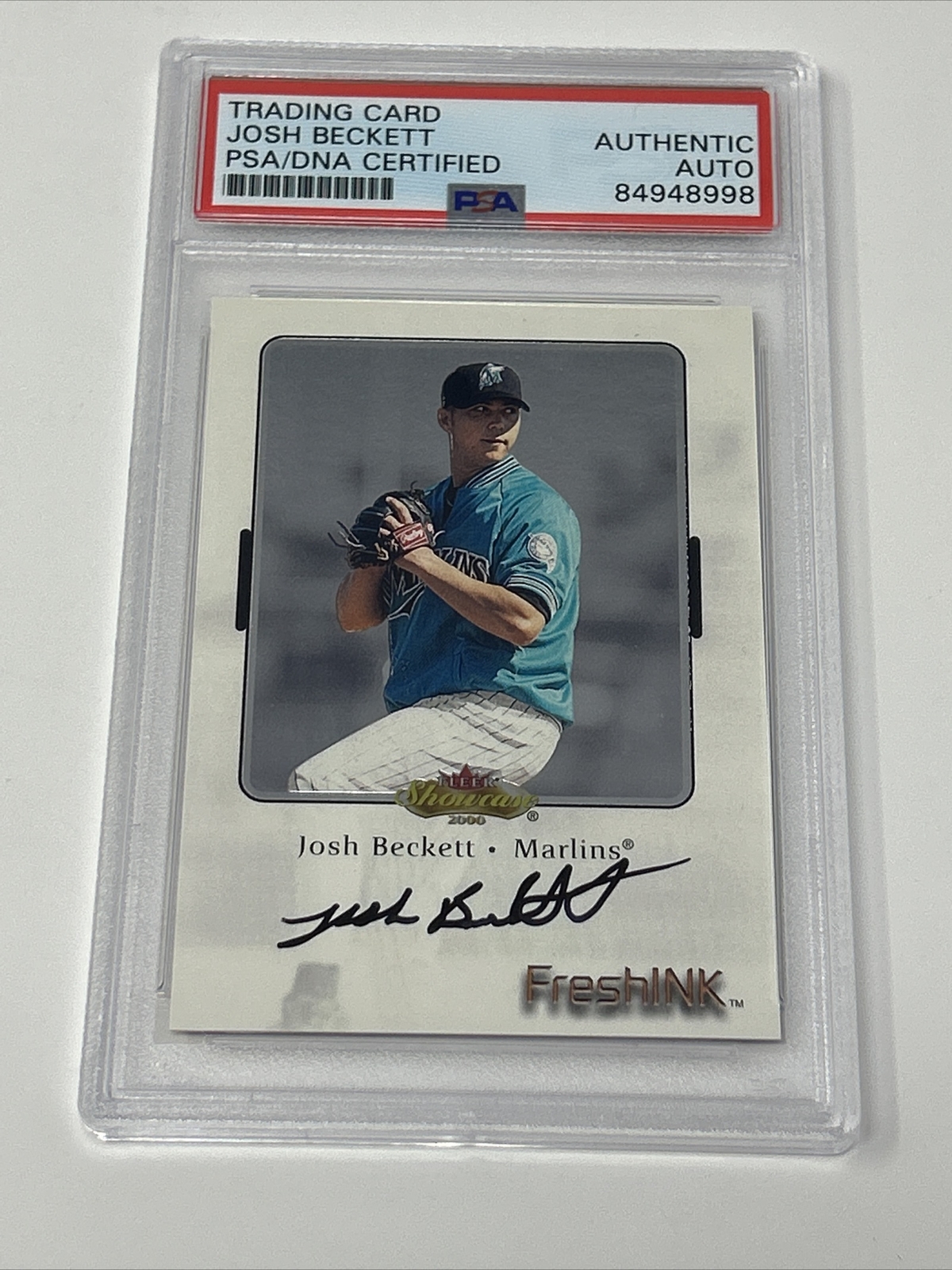 2000 Fleer Showcase Baseball Josh Beckett Fresh Ink On Card Autograph ...