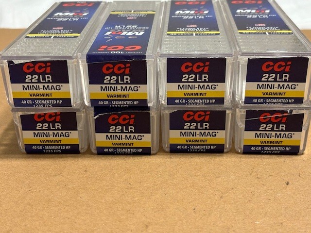 Lot of 8 plastic CCI Mini-Mag .22 LR 100 rd. empty ammo boxes with ...