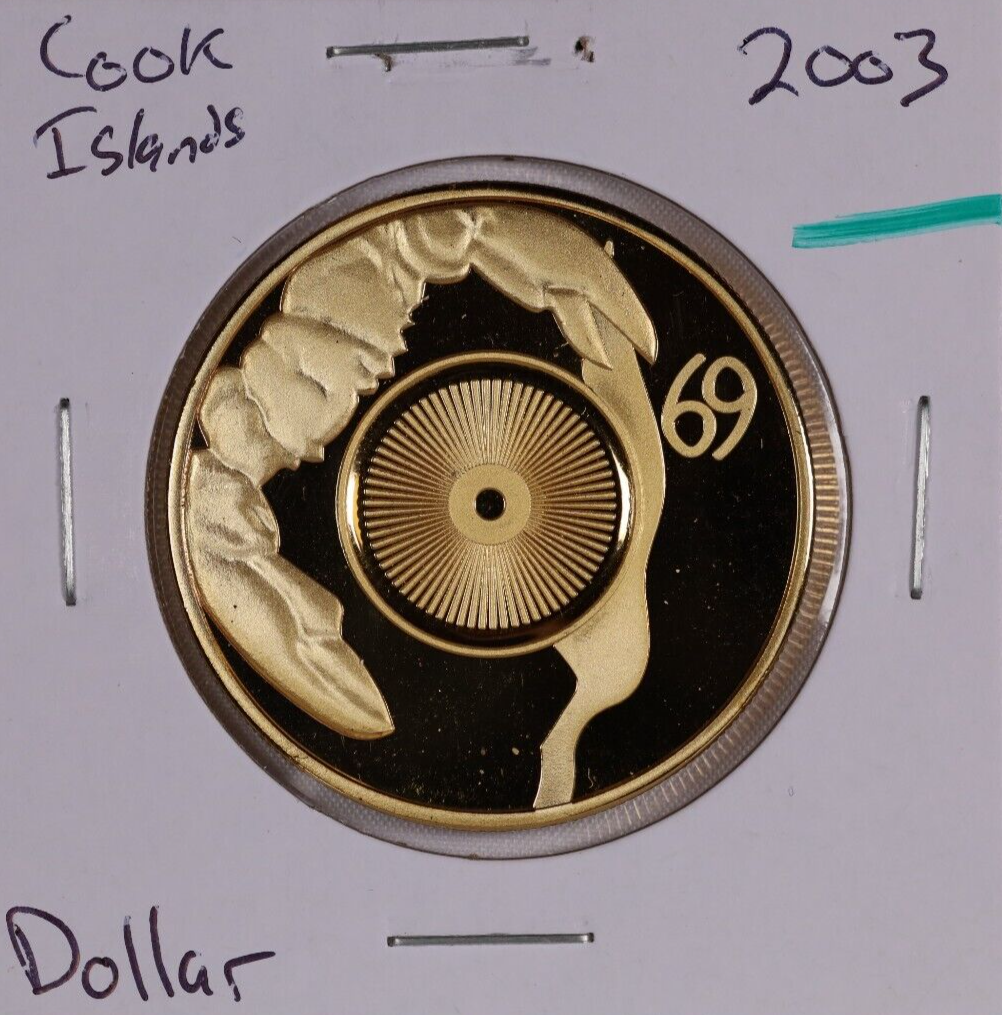 2003 Cook Islands 1 Dollar Coin Signs of the Zodiac Cancer Gold plated ...
