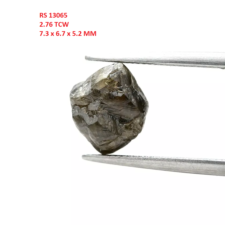 Rare rough diamond 2.76tcw brownish gray sparkling antique octahedron ...