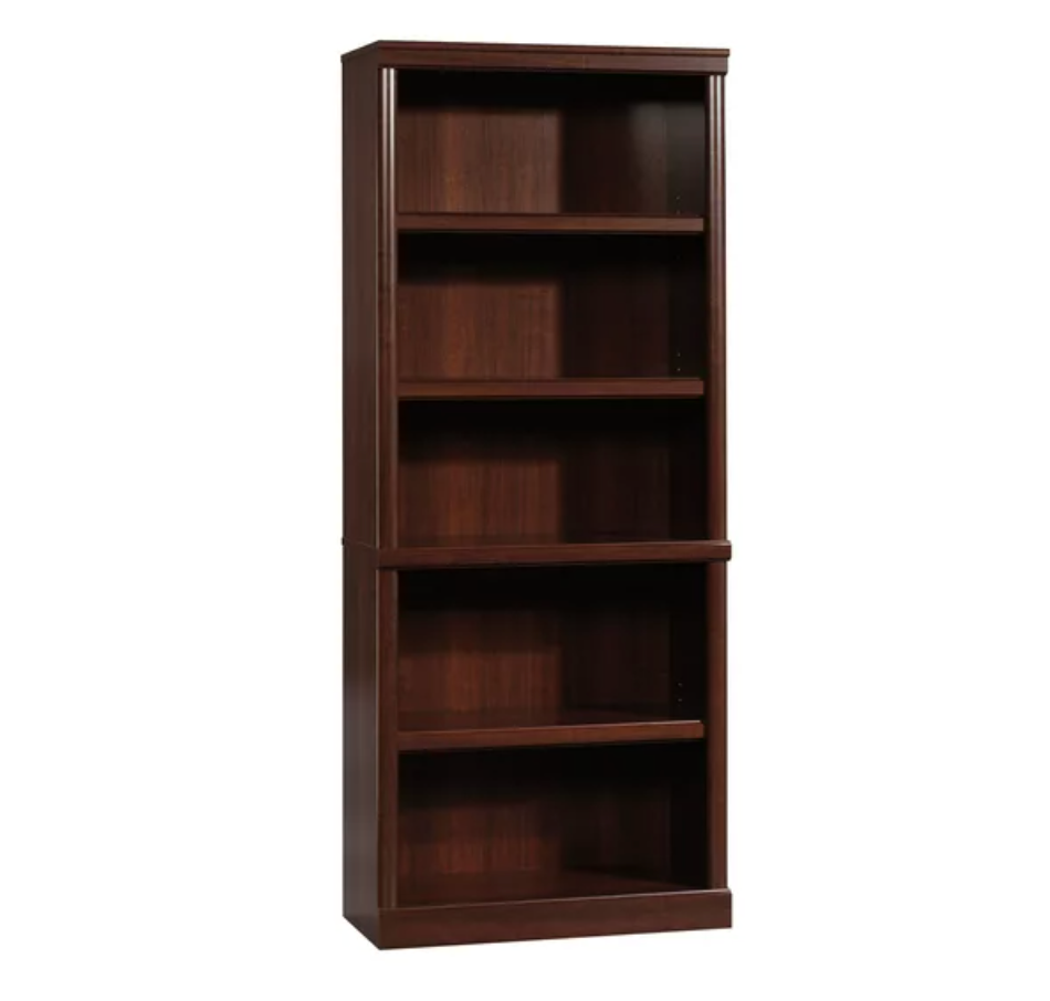 Cherry Finish 5 Shelf Bookcase Wooden Bookshelf Adjustable Shelves ...