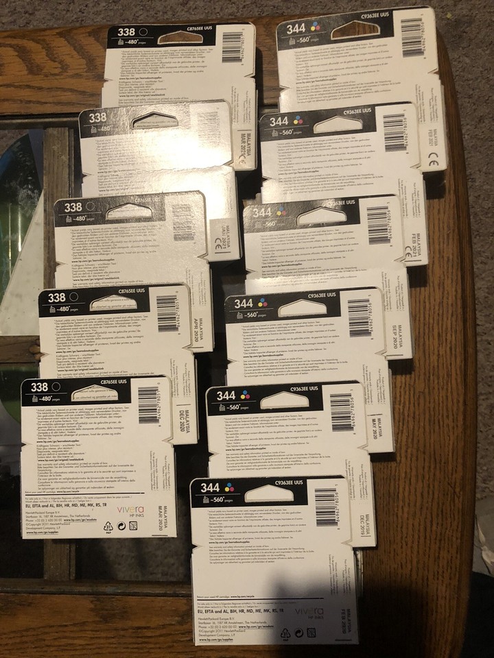 Set 11 Sealed Genuine HP 338 Black and HP 344 Color Inkjet Cartridges ...