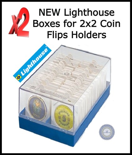 X2 Lighthouse Coin Boxes For 2x2 Cardboard Flips Storage Plastic ...