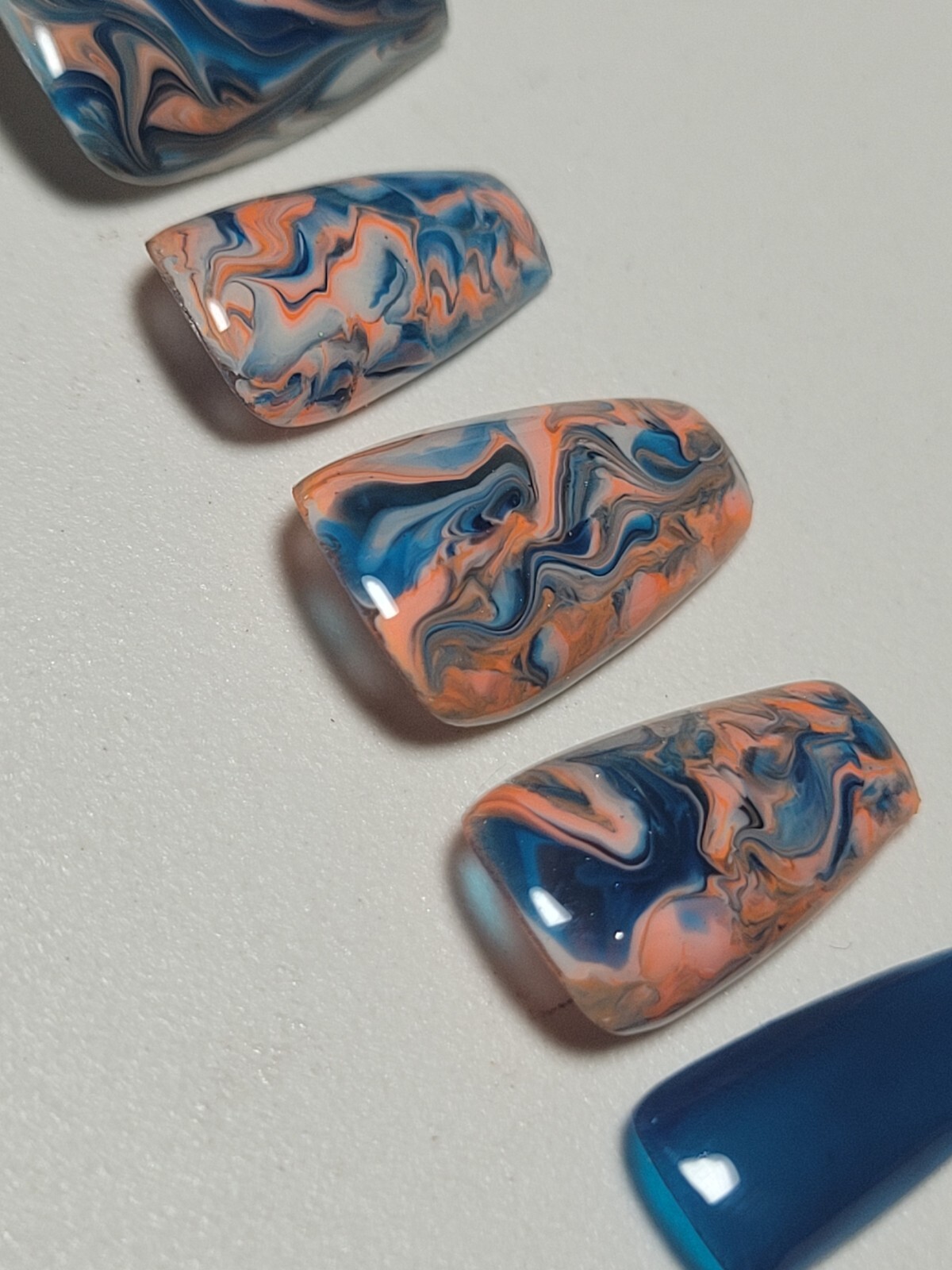 Custom Gel Press on Nails fake nails Handmade 10 pc set LARGE blue ...