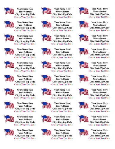 60pcs Personalized Wavy American Flag Return/Mailing Address labels 1 ...