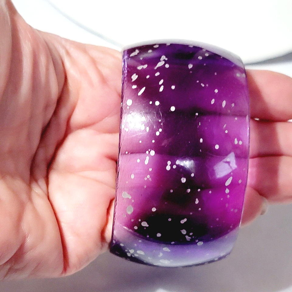 Vintage Purple Bangle Bracelet, Wide Lucite, White Specklace Retro ...