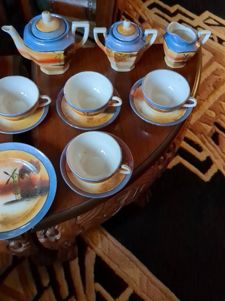 Japanese Chikaramachi Vintage Painted 19 Piece Tea Set - Great Condit ...