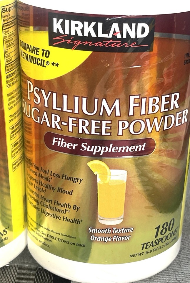 Kirkland Signature Psyllium Fiber Sugar Free Powder Orange Flavor 180 ...