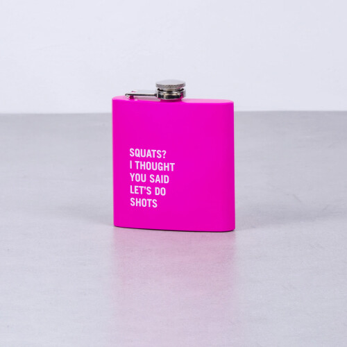 Stainless Steel Hip Flask Fluro Pink Blue 175ml LAZY DAYZ Funny Quotes ...