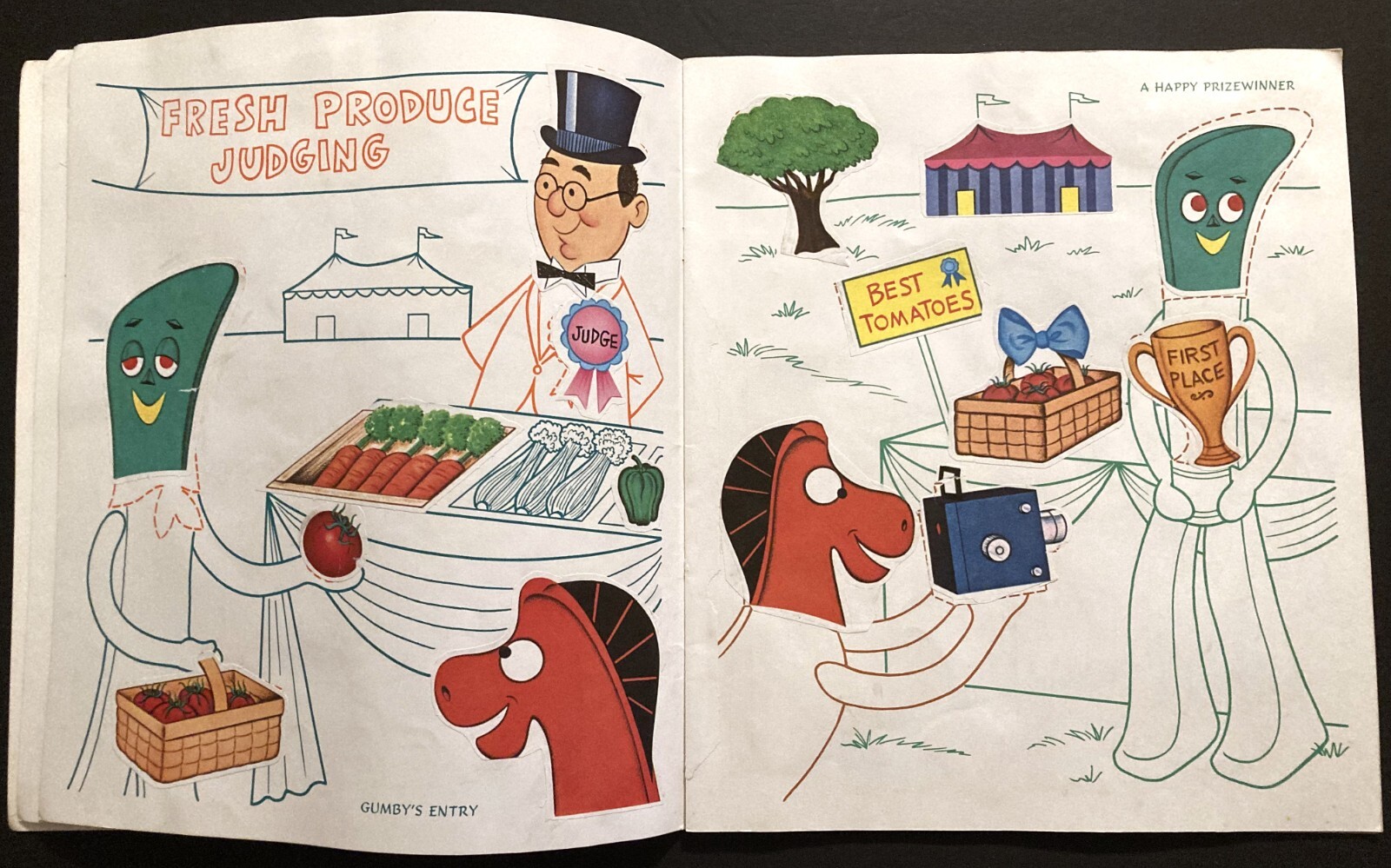 1968 WHITMAN "GUMBY AND POKEY STICKER BOOK" TV CLAYMATION SERIES ...