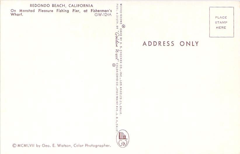 Monstad Pleasure Pier, Fisherman's Wharf, Redondo Beach, Ca. | eBay