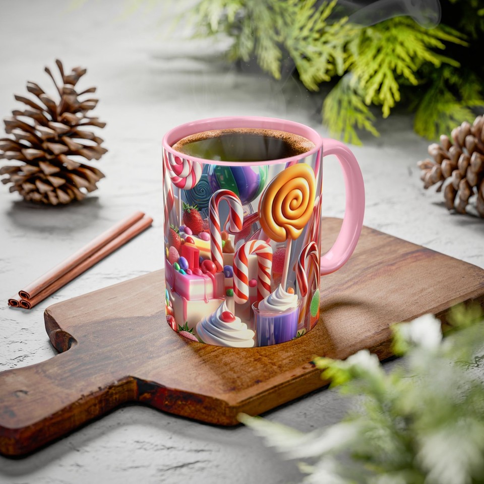 Sweet Party Candy Jelly Fruit Mug, Candy Cane Mug, Lollipops Mug, Candy ...