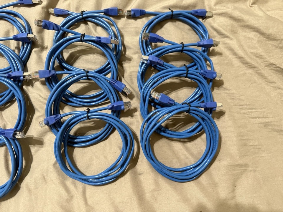 Lot of 14 RG45 Cat5e Ethernet Network Patch Cables Cords 6 Feet Blue | eBay