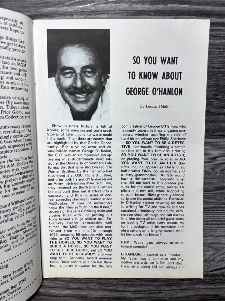 GEORGE O’HANLON AS JOE McDOAKES, FILM FAN MONTHLY, JULY-AUGUST 1974 | eBay