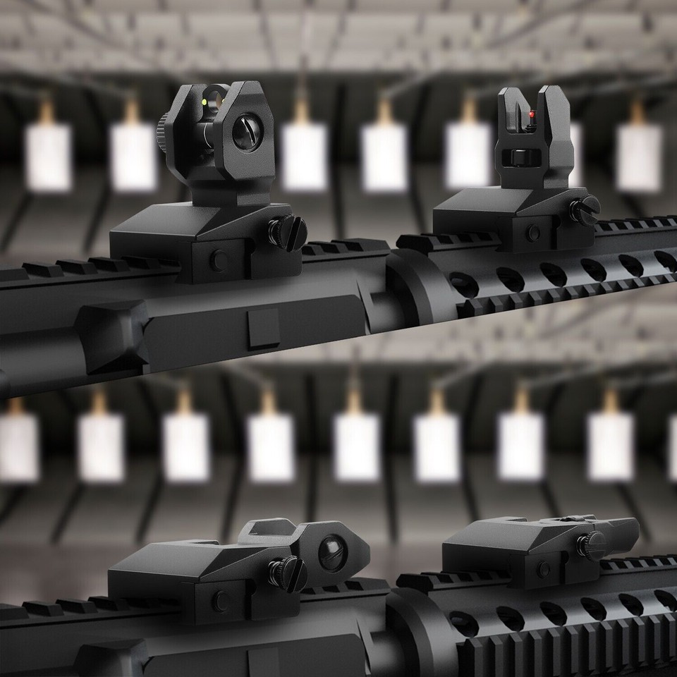Fiber Optic Iron Sights Flip Up Iron Sight Front Rear Sight for Picatinny Weaver | eBay