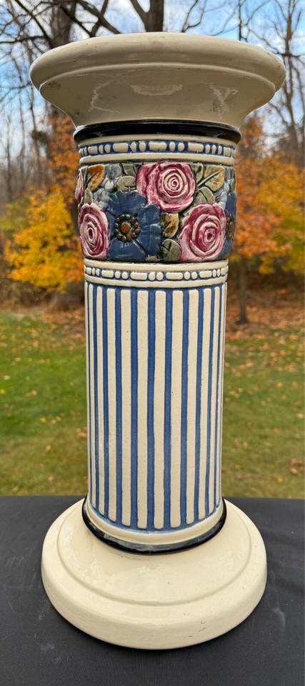 Vintage Weller Zona Eldora Chelsea Art Pottery Floral Pedestal | eBay